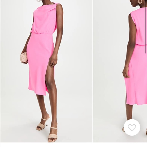 Amanda Uprichard | Dresses | Amanda Uprichard Pink Midi Dress With Slit | Poshmark
